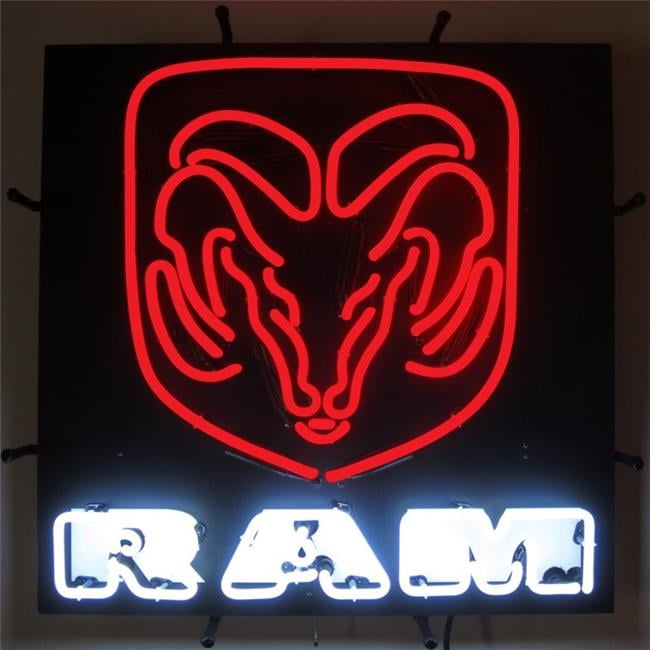 Everything Neon Ram Red Neon Sign with Backing 24'' Tall x 24'' Wide x ...