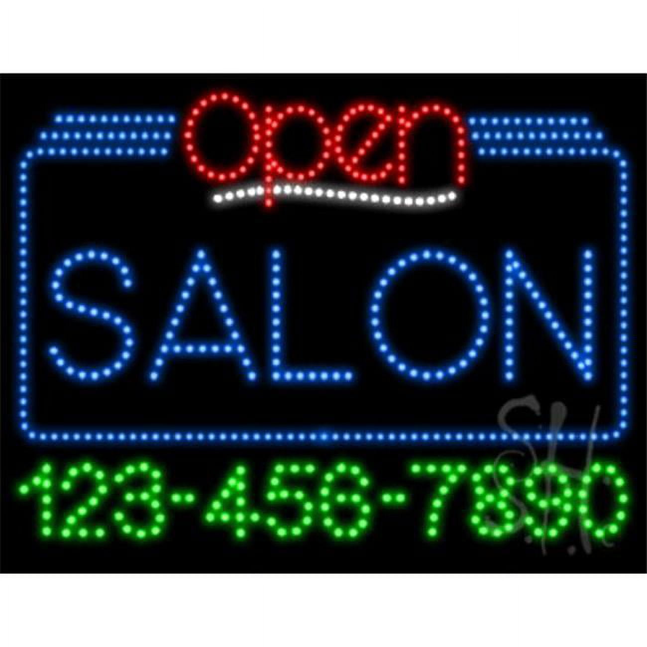 Everything Neon Salon Open with Phone Number Animated LED Sign 24 ...