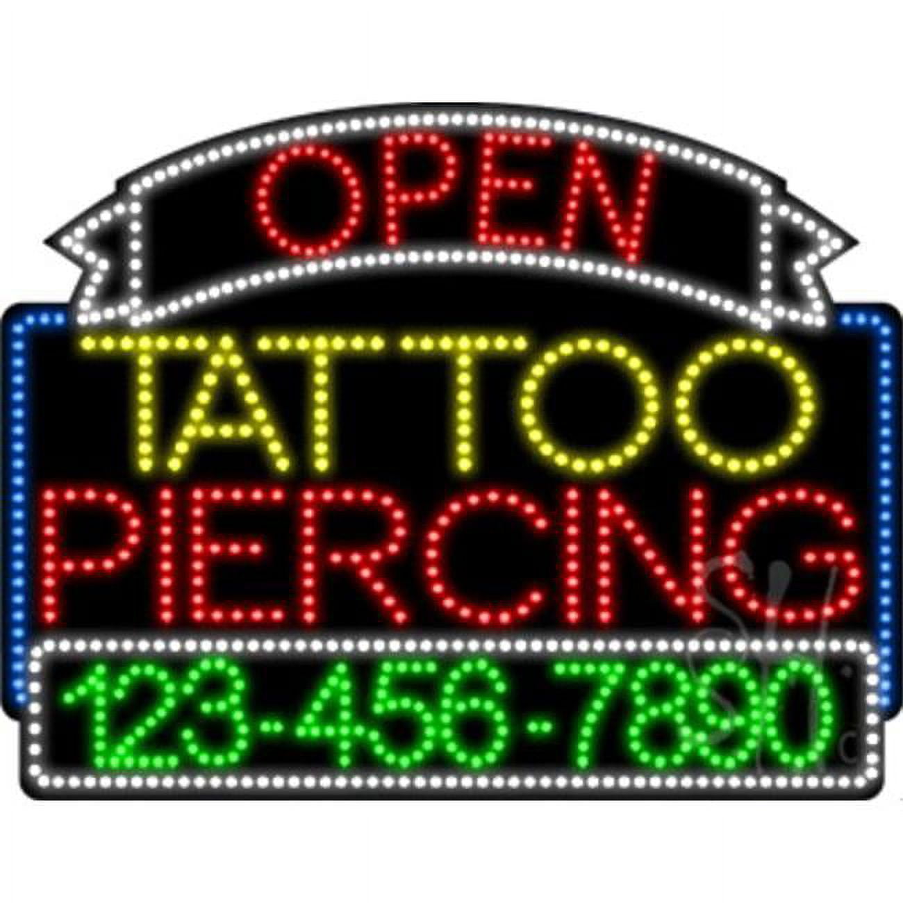 Everything Neon Tattoo Piercing Open with Phone Number Animated LED ...