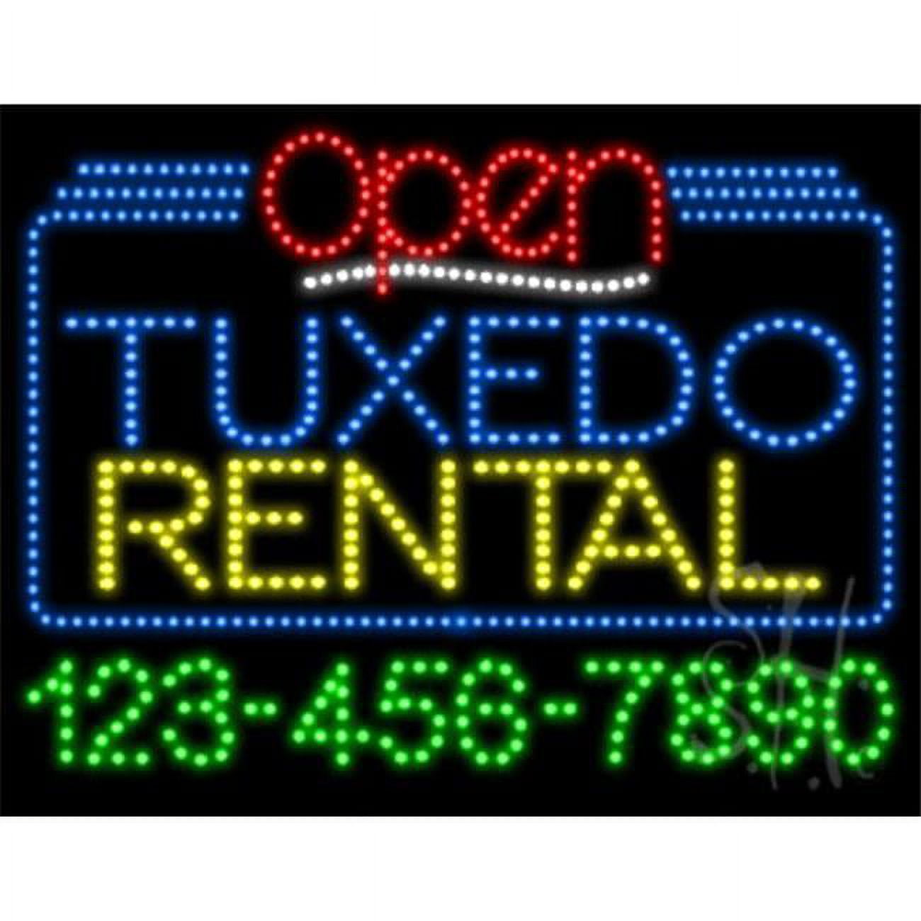 Everything Neon Tuxedo Rental Open with Phone Number Animated LED Sign ...