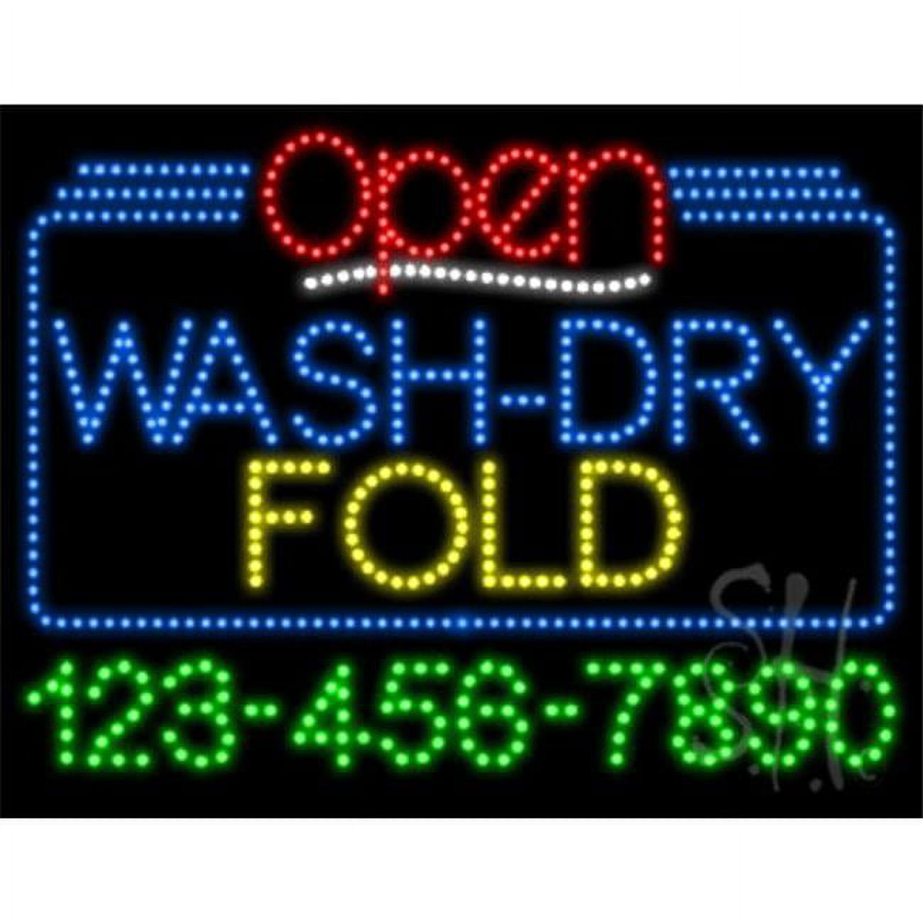 Everything Neon Wash Dry Fold Open with Phone Number Animated LED Sign ...