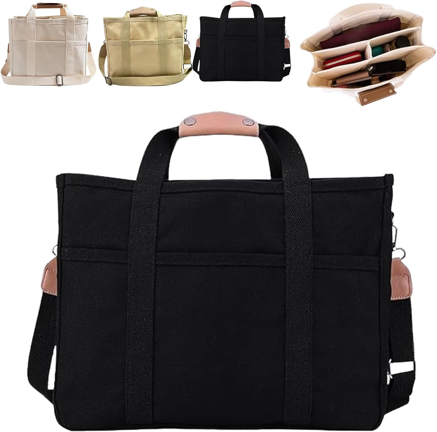 Everything Tote Bag, Everything Bag, Canvas Tote Bag with Compartments ...
