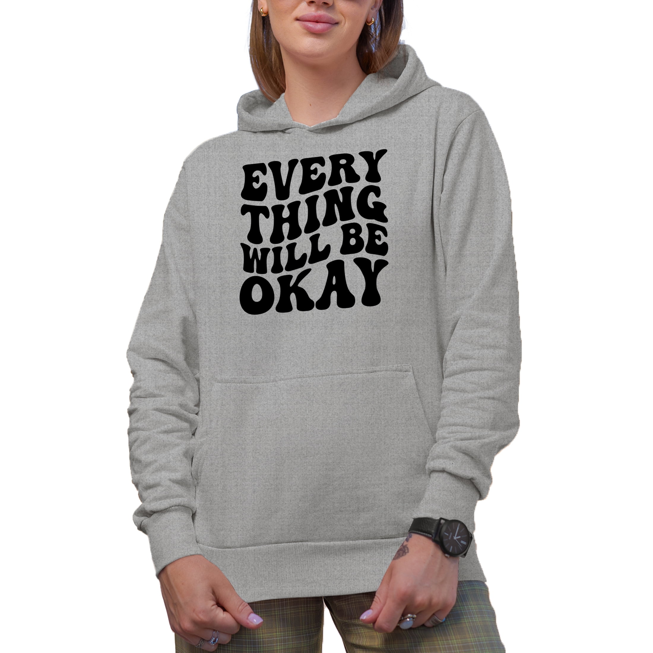Everything Will Be Okay, Motivational Quote, Groovy Retro Wavy Text ...