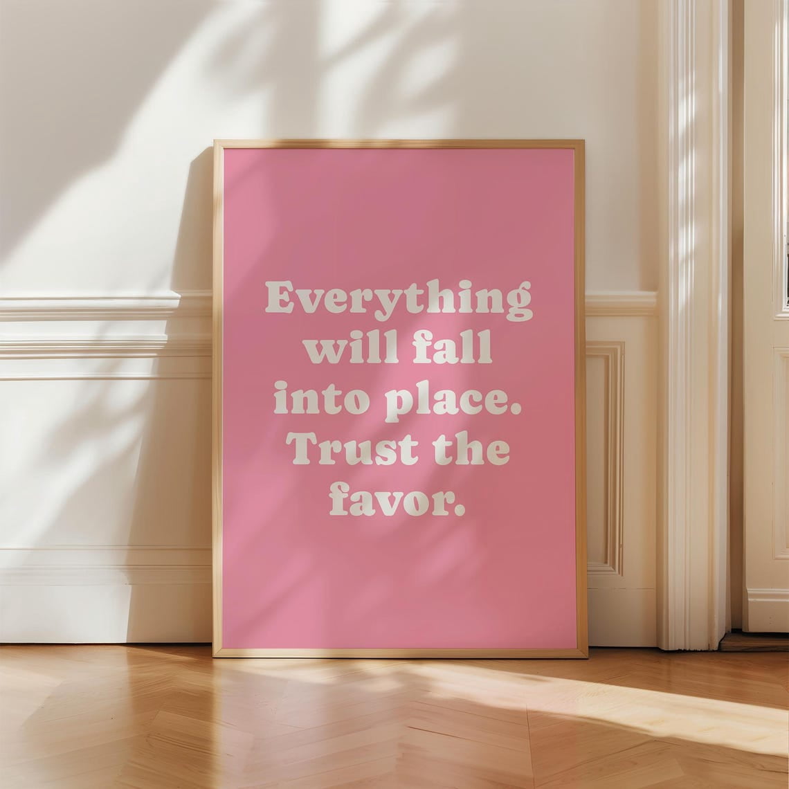 Everything Will Fall Into Place Pink Quote Wall Art, Unframed Paper ...
