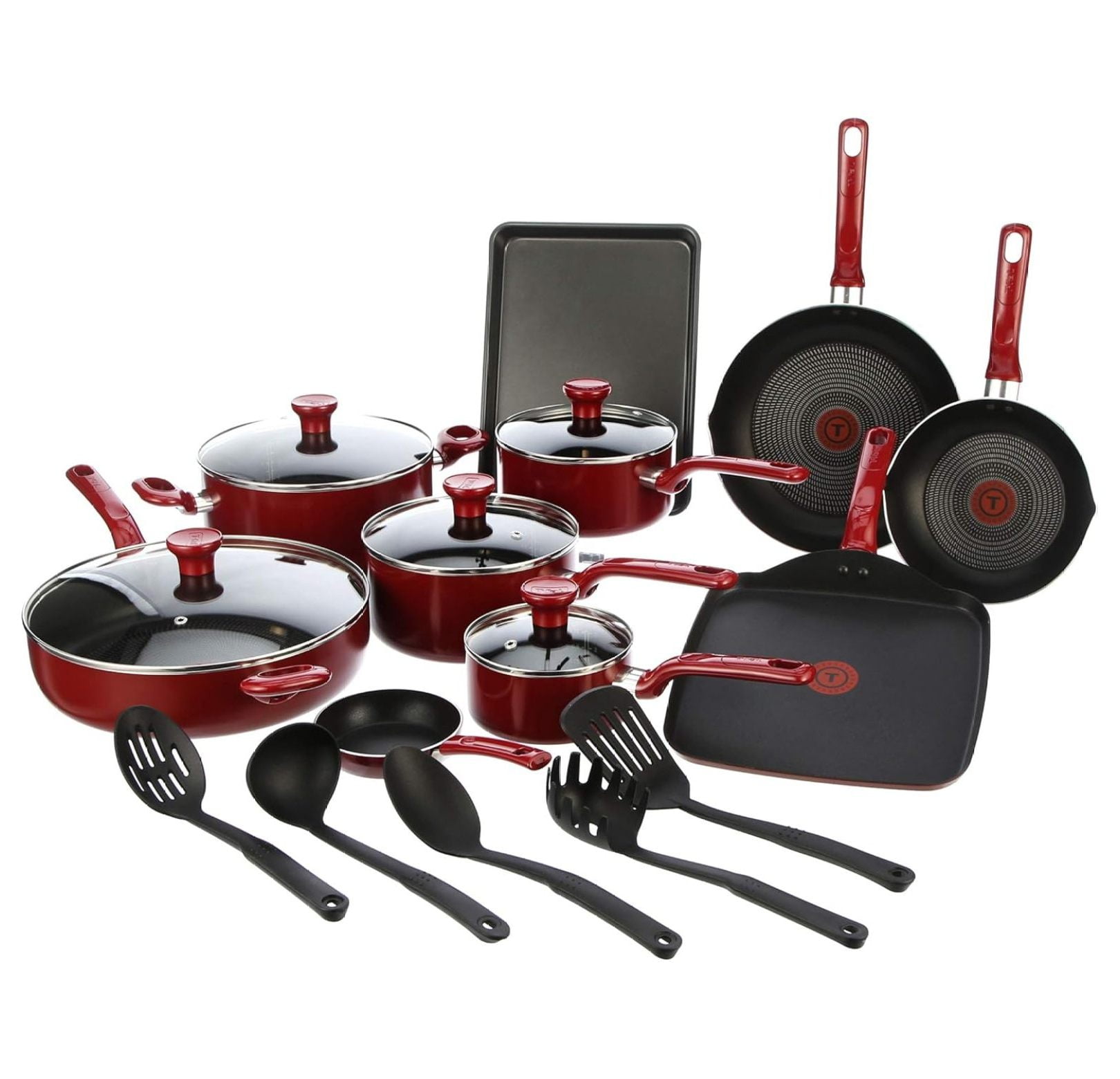 Everything in Kitchen Dishwasher Safe Cookware Set, 20-Piece, Red ...