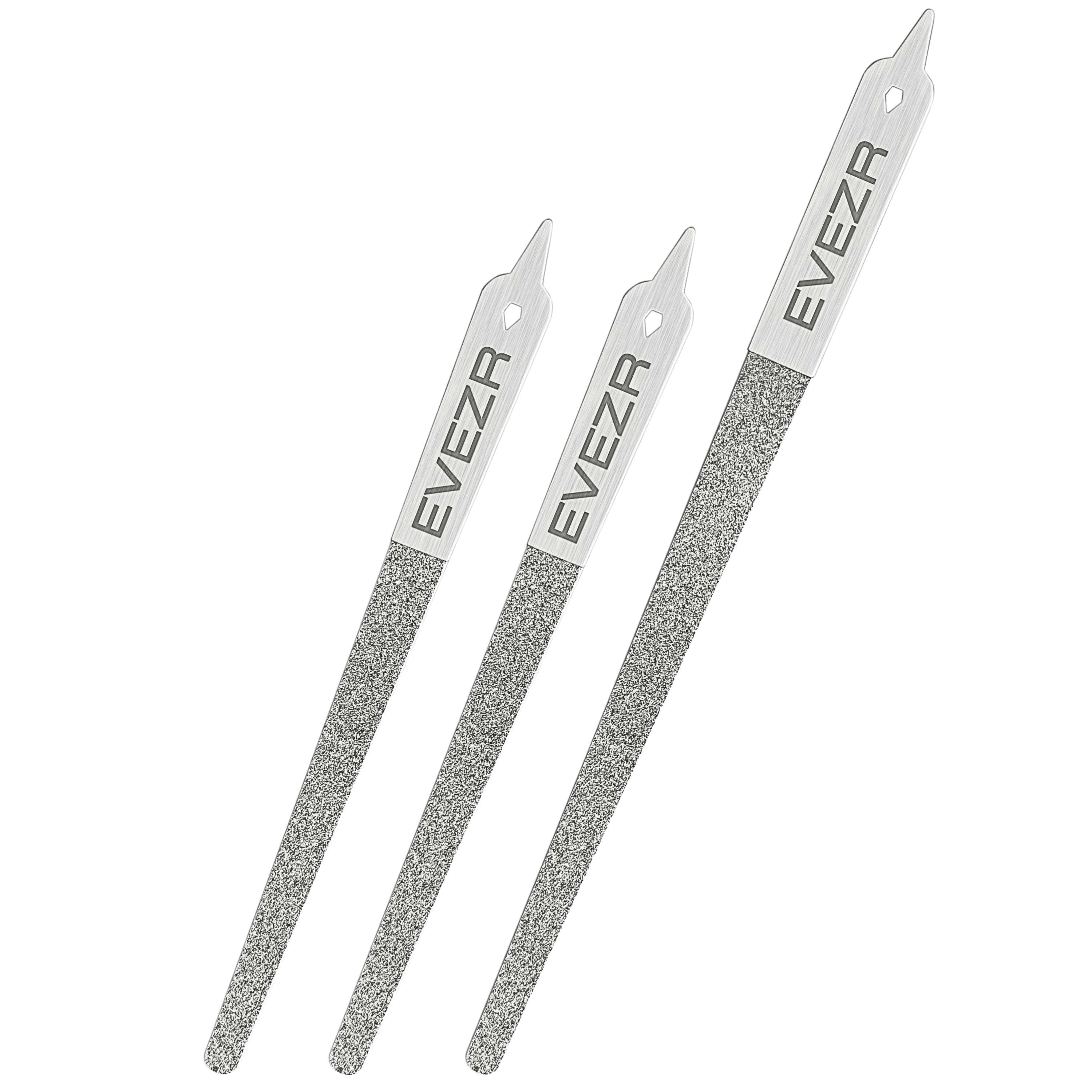 EVEZR 3Pcs 100 Grit Sharp Stainless Steel Pointed Nail File Set ...