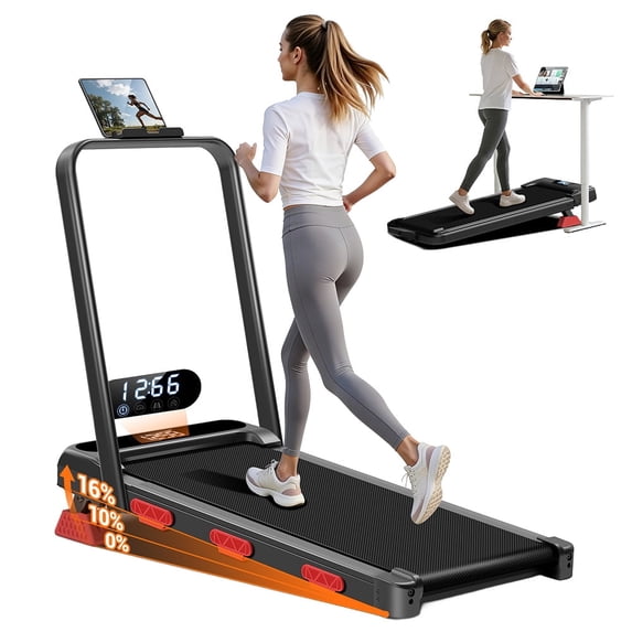 EviTrend 3-in-1 Foldable Treadmill with 16% Incline for Home & Office ...