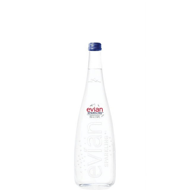 Evian 750ml Sparkling Glass Water Luxury Single Glass Bottle Allergens
