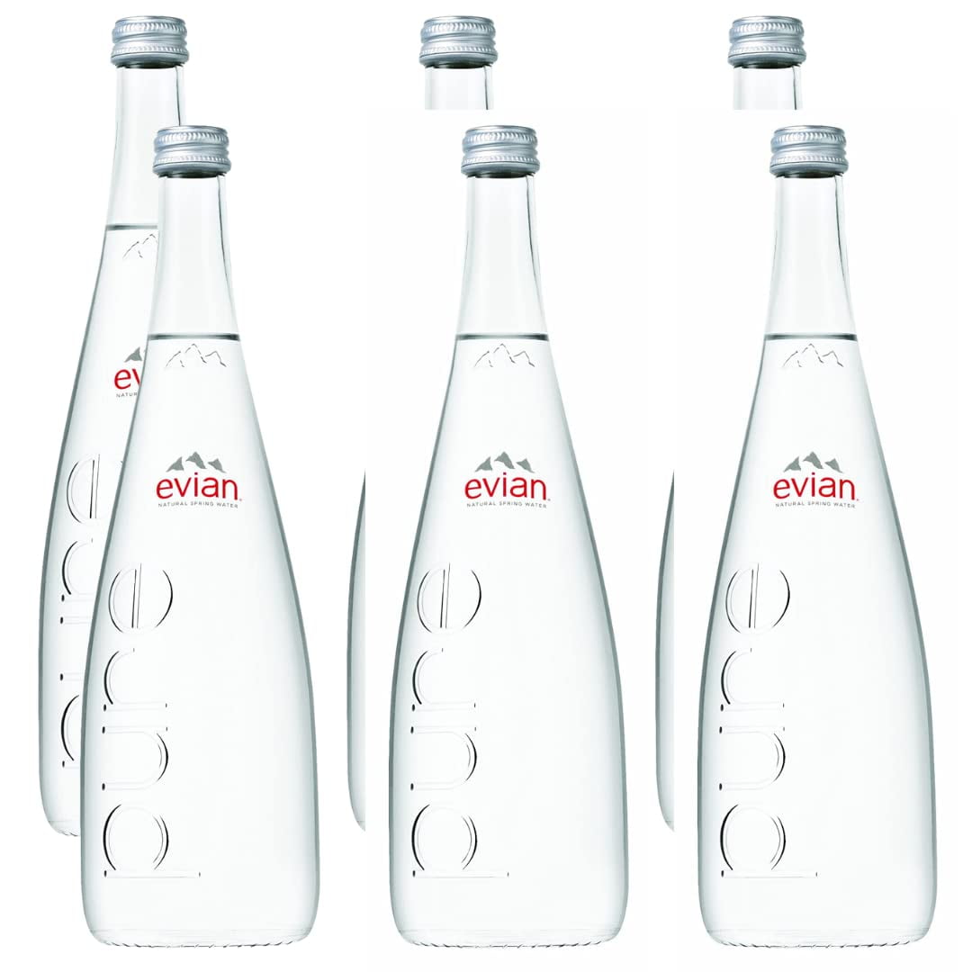 Evian Natural Mineral Water 25.4 oz Glass Bottle - Pack of 6 - Walmart.com