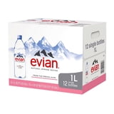 evian Natural Spring Water, 1L Bottles, 12 Pack, Drinking Water Case ...