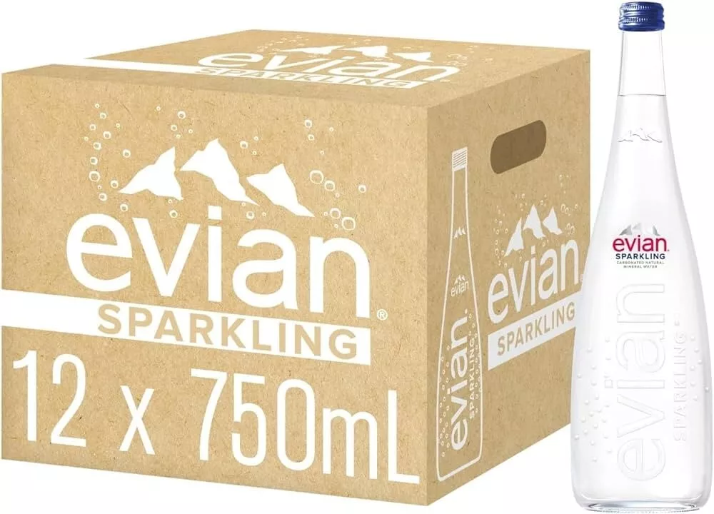 Evian Sparkling Natural Spring Water, 750ml, 12 pack - Walmart.com