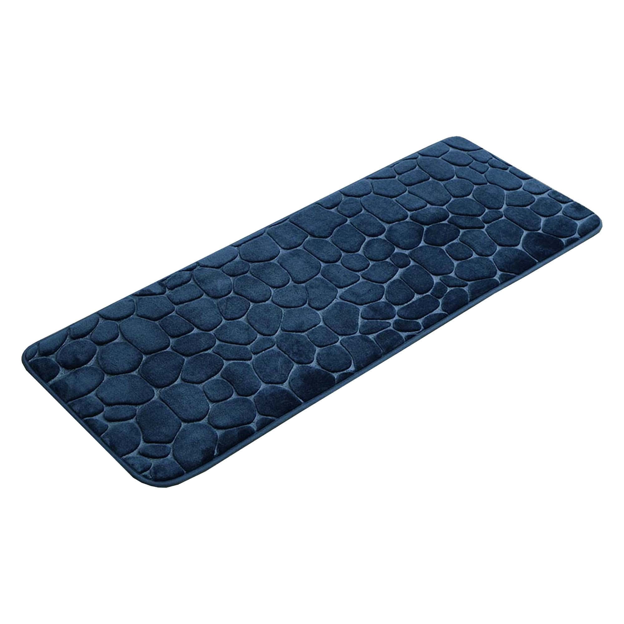 Evideco Memory Foam Runner Bath Mat Pebble Design 48x18 Navy Blue ...