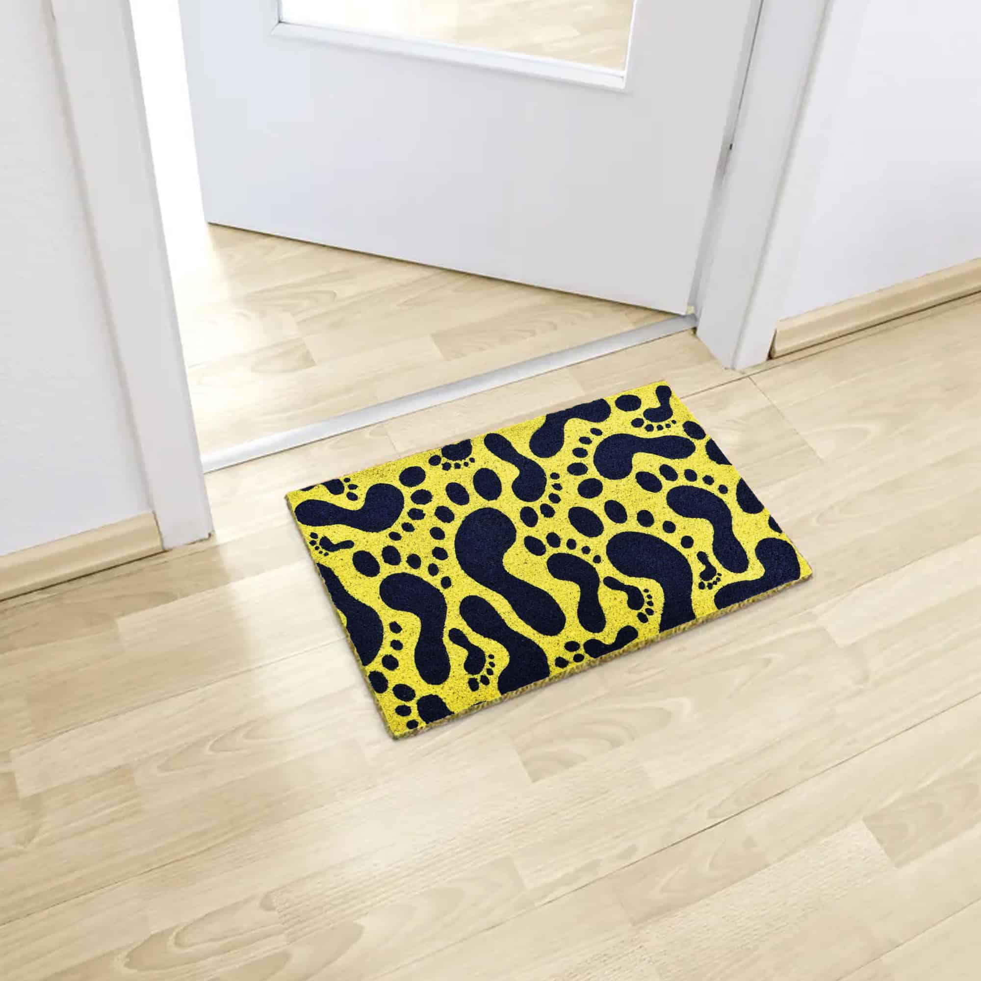 Evideco Sheltered Mat Contemporary Footprint Black and Yellow Coco ...