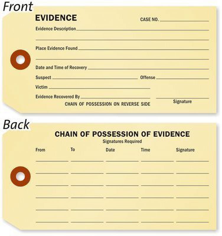Evidence and"Chain of Possession" Identification Tag (Double Sided), 5. ...