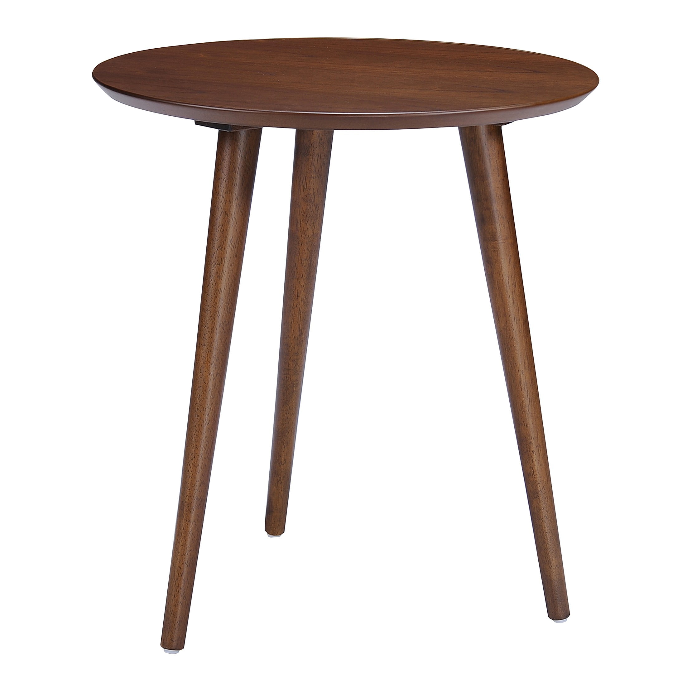 Evie End Table - Wood - Walnut: Rubberwood, Scandinavian Style, Round ...