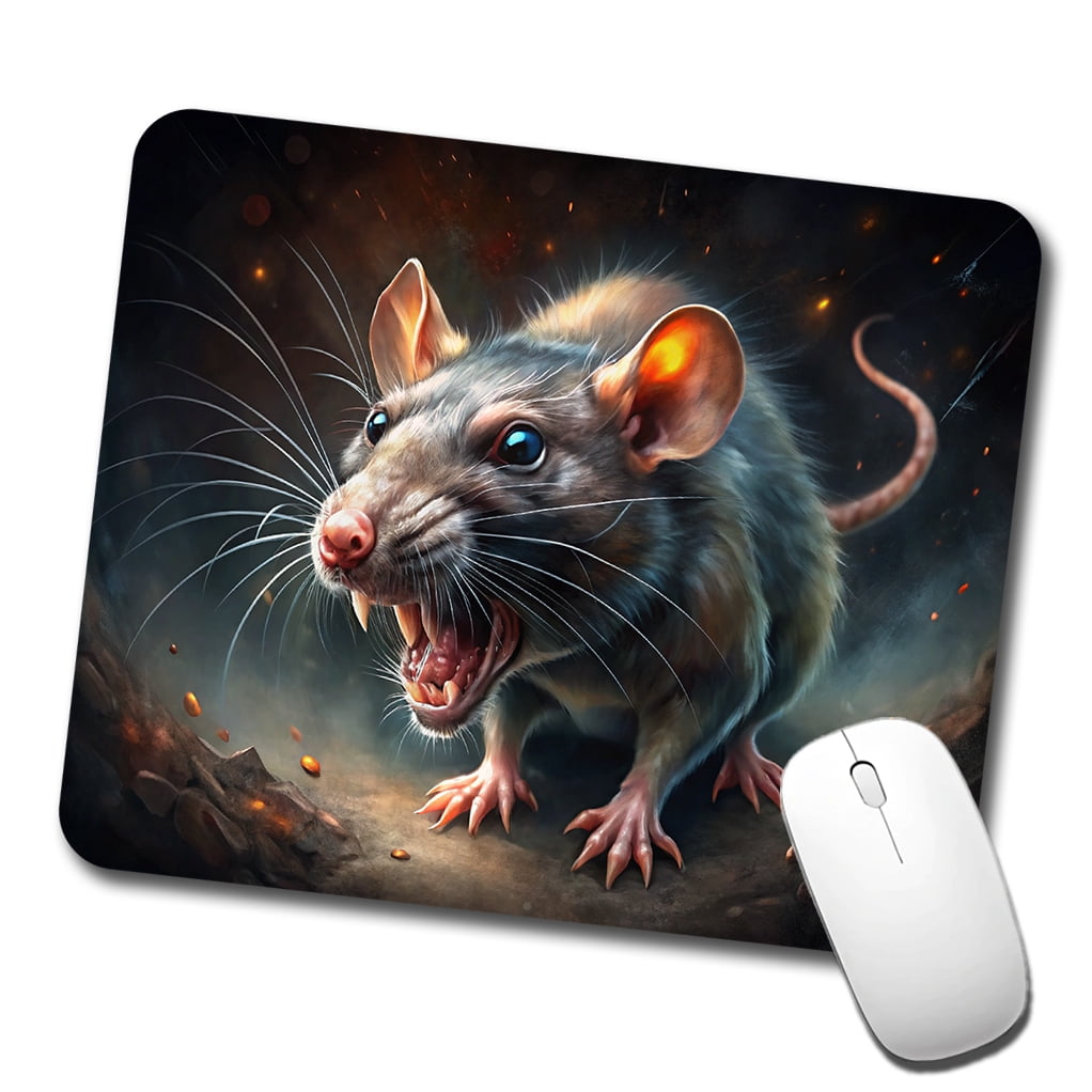 Evil Angry Rat Black Watercolor Mouse Pad Low Profile Gaming Mat ...