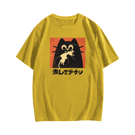 Evil Black Cat and Mouse Cotton casual T-shirt - Walmart.com