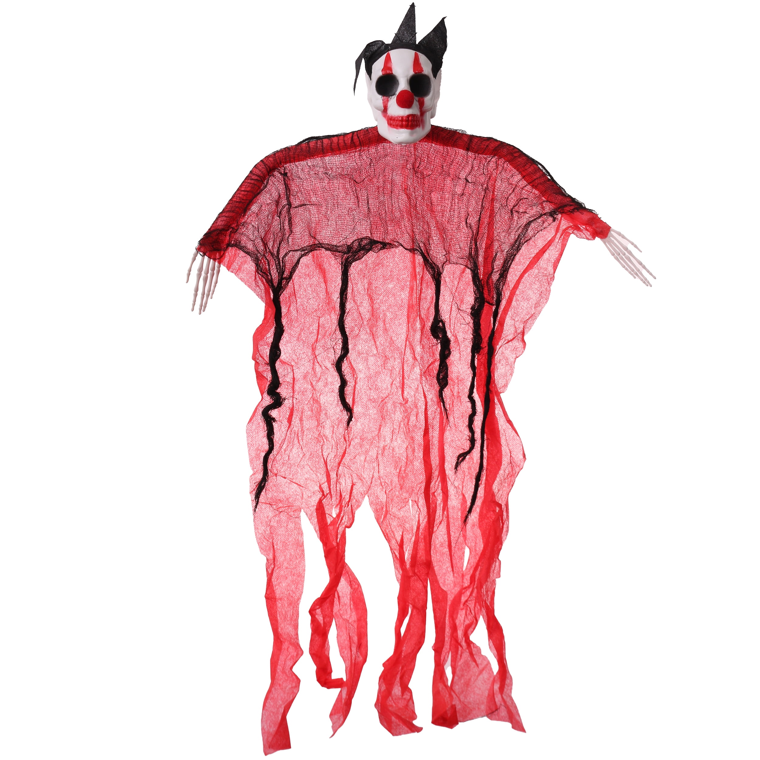 Evil Clown Jester Ghoul Halloween 30" Hanging Decoration Prop, Red ...