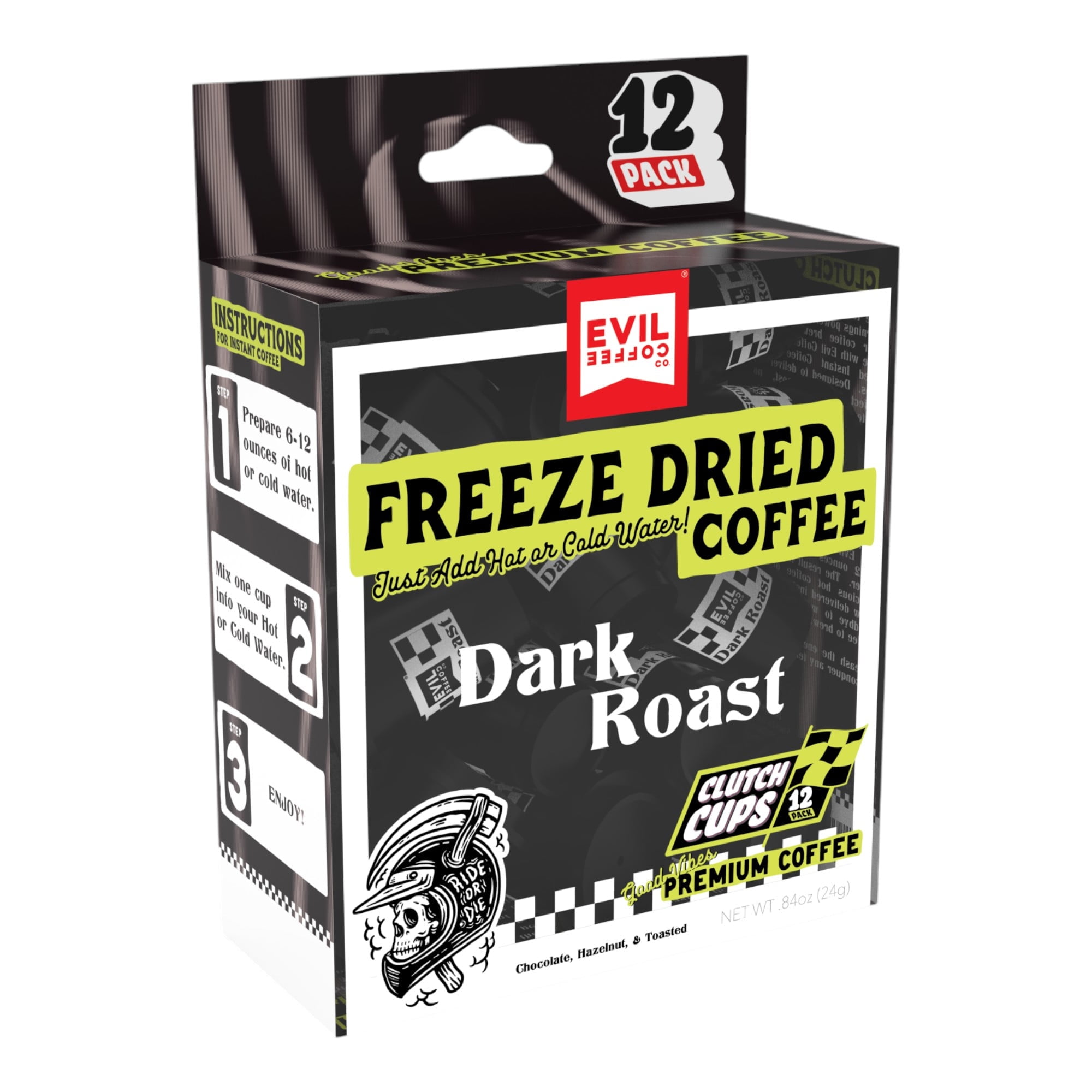 Evil Coffee Clutch Cups Freeze Dried Coffee - Dark Roast, Portable ...