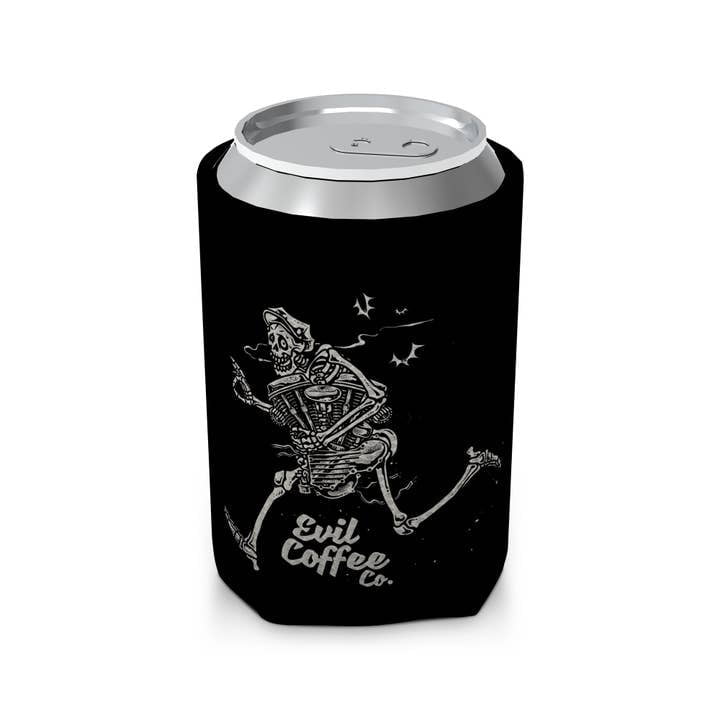 Evil Coffee Soft Can Cooler - Skeleton Running Drink Sleeve, Moto Can ...