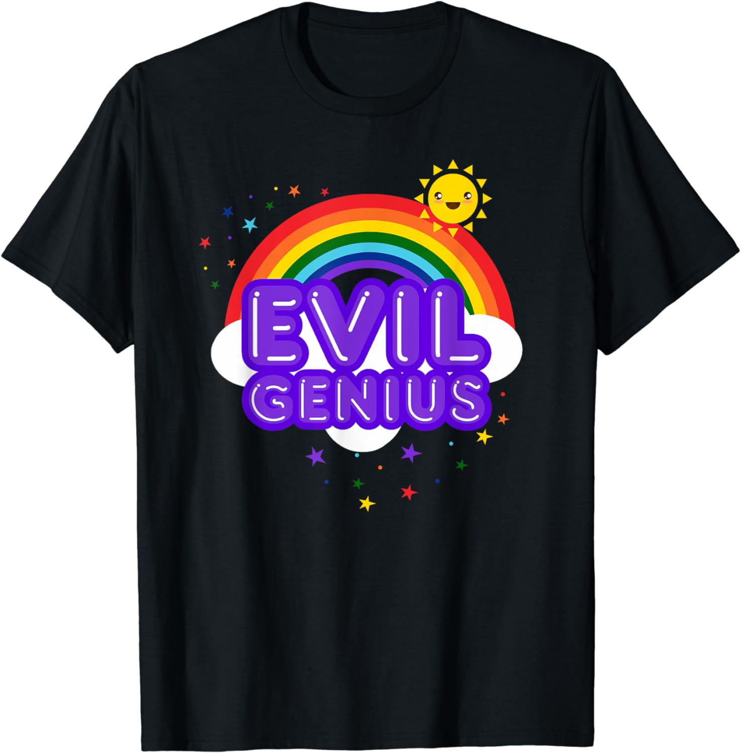Evil Cool Genius Sarcastic Rainbow Funny Dark Humor Novelty T-Shirt ...