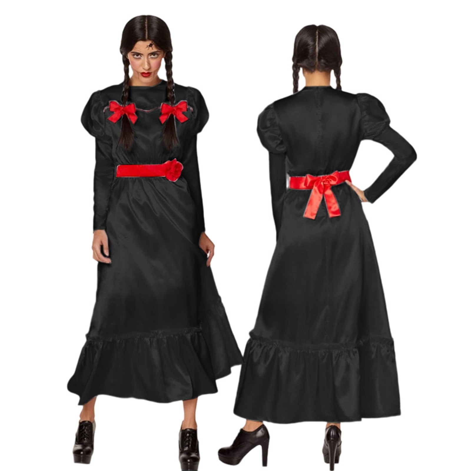 Evil Creepy Doll Costume Long Maxi Dress for Women – Satin Horror Fancy ...