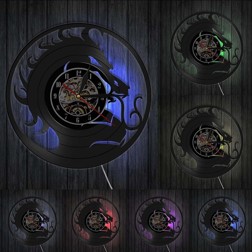 Evil Dragon Vinyl Record LP Wall Clock Birds Lovers Gothic Home Decor ...