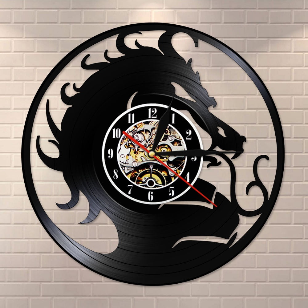 Evil Dragon Vinyl Record LP Wall Clock Birds Lovers Gothic Home Decor ...