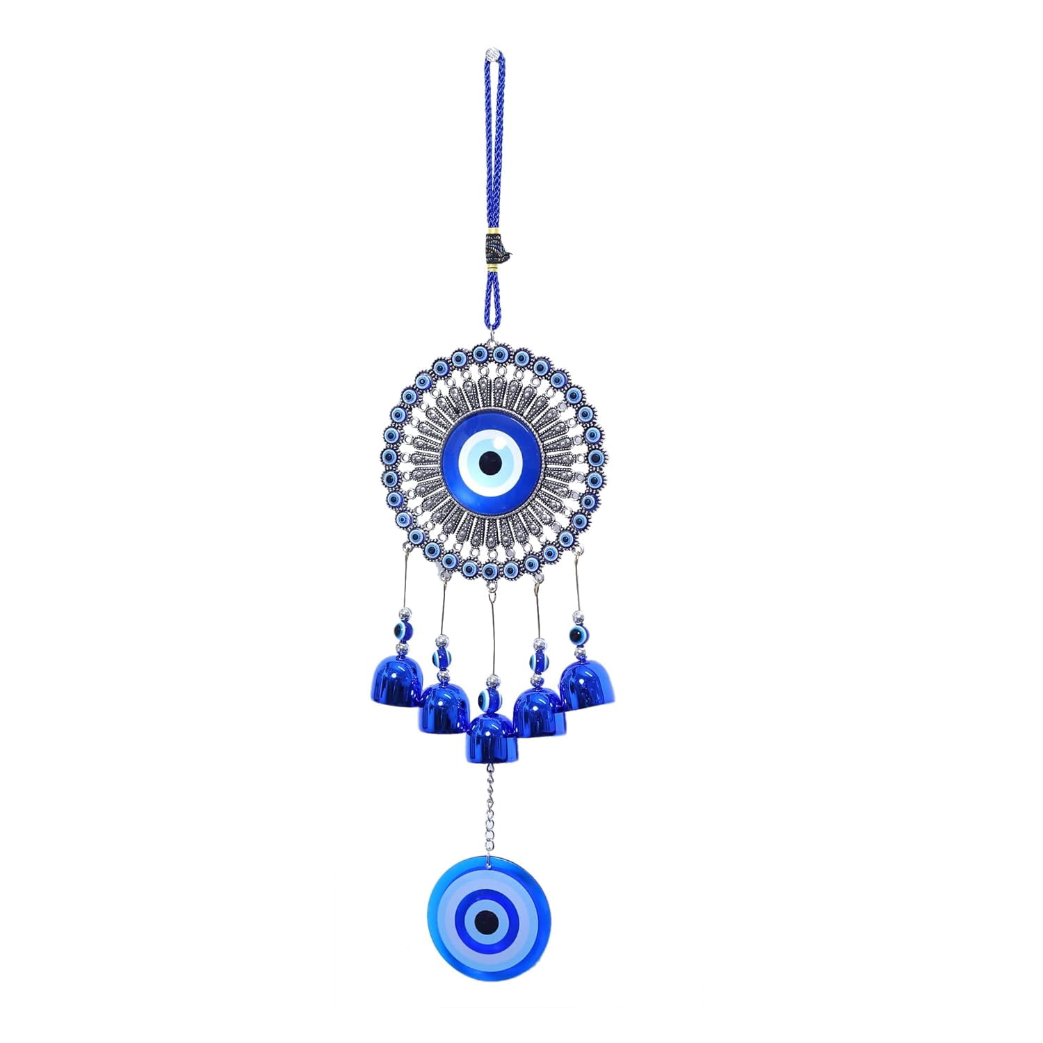 Evil Eye 5 Bells Wind Chimes for Home Positive Energy Hanging Ornament ...