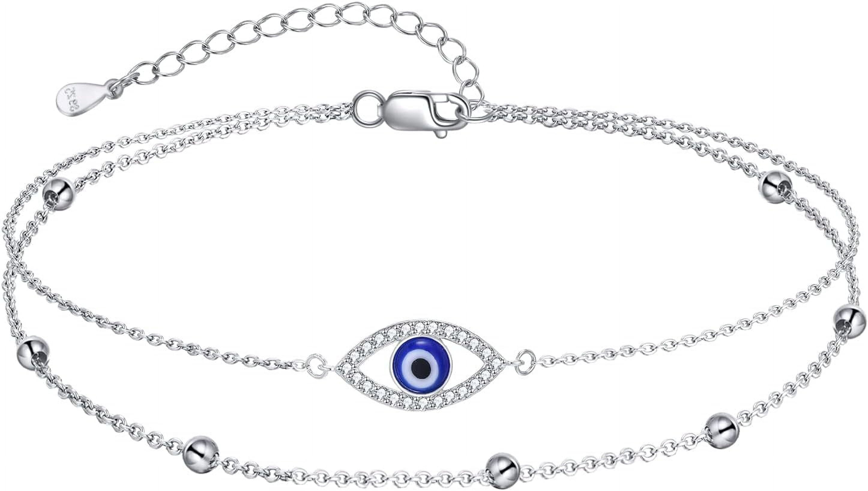 Evil Eye Anklet 925 Sterling Silver Stackable Evil Eye Ankle Bracelets ...