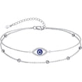 Evil Eye Anklet 925 Sterling Silver Stackable Evil Eye Ankle Bracelets ...
