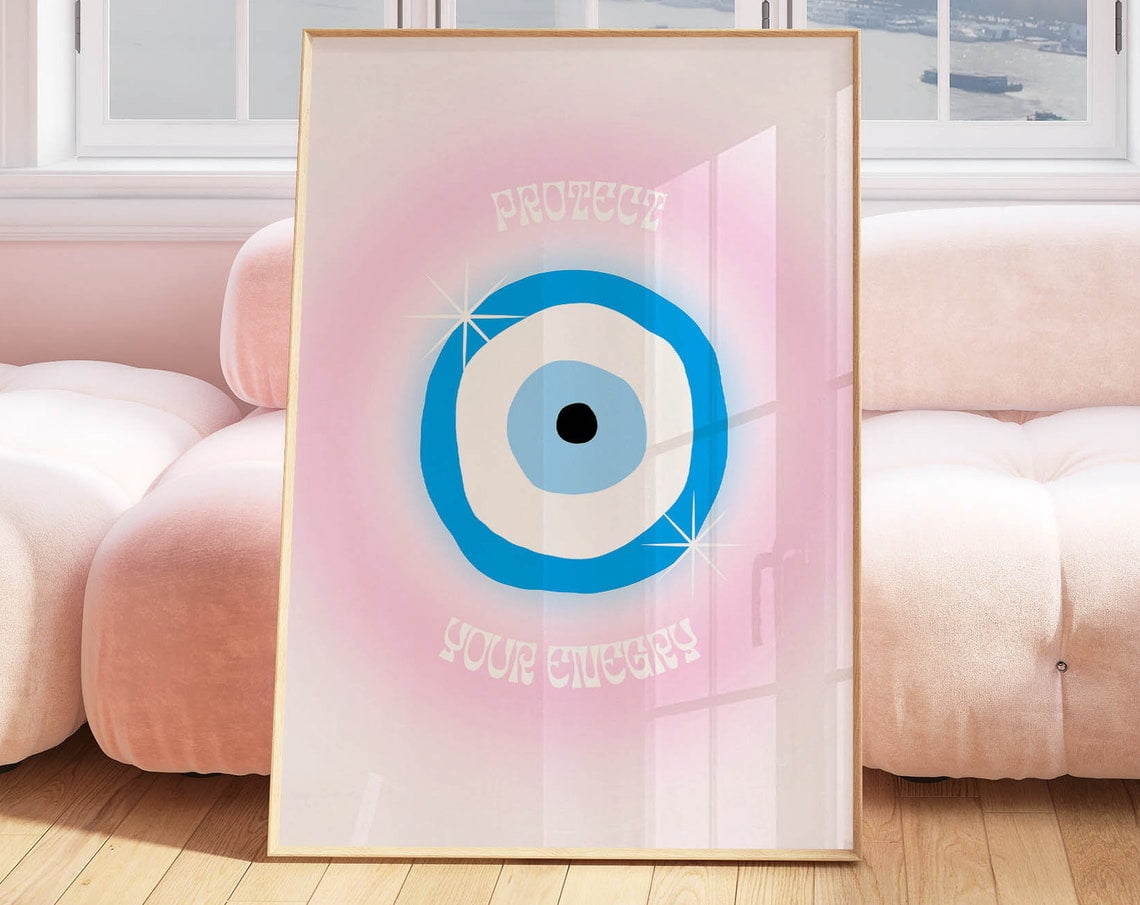 Evil Eye Aura Poster Blue Aura Wall Art Print Blue Dorm Room Decor ...
