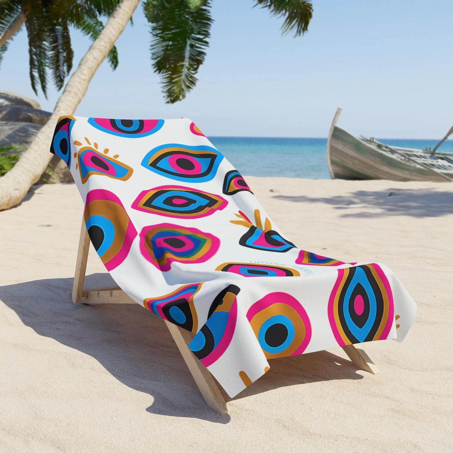 Evil Eye Beach Towel - Bright Authentic Unique Design, Overd Pool Towel ...