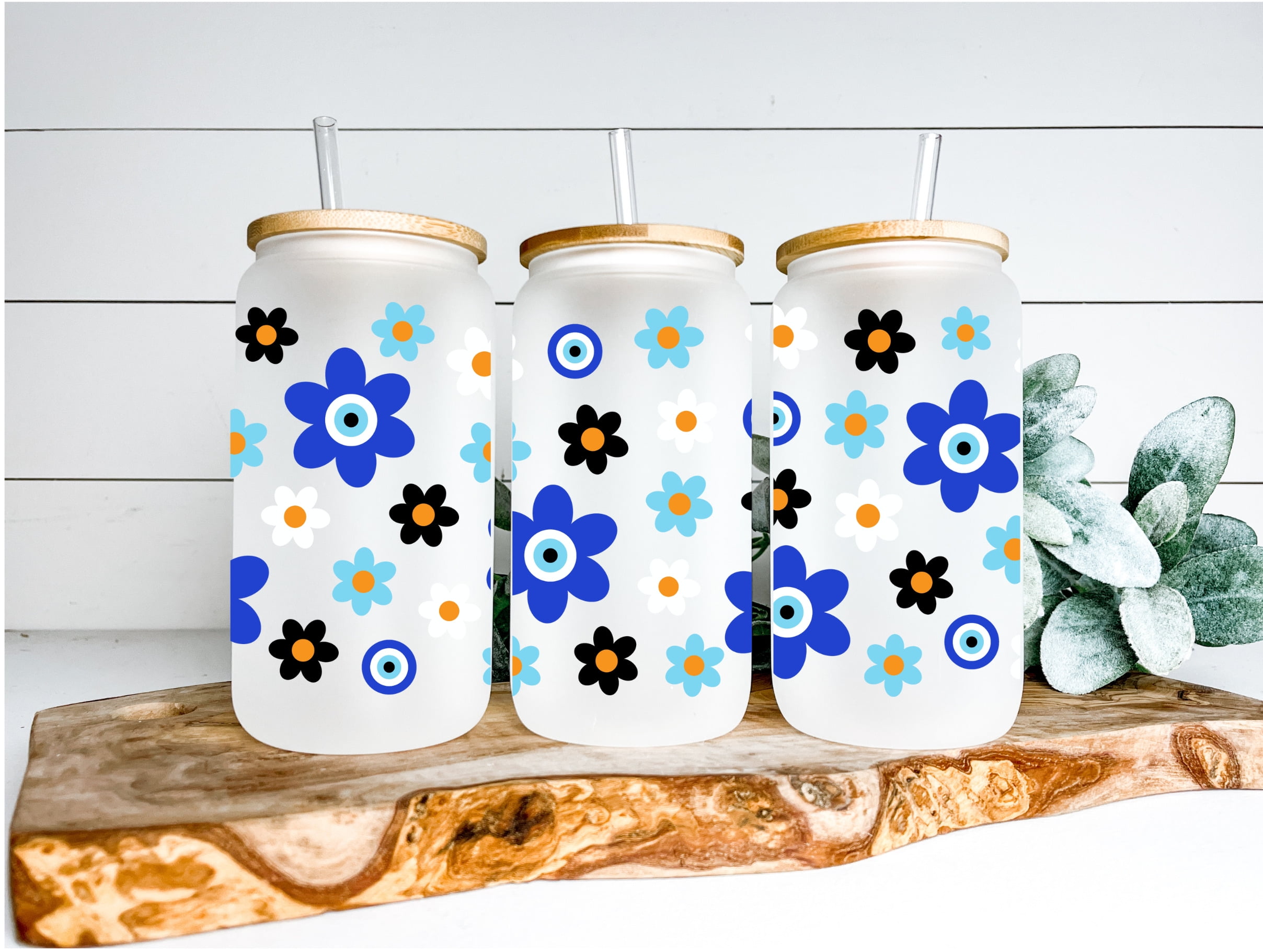 Evil Eye Beer Can Glass | Boho Coffee Glass | Aesthetic Coffee Glass ...