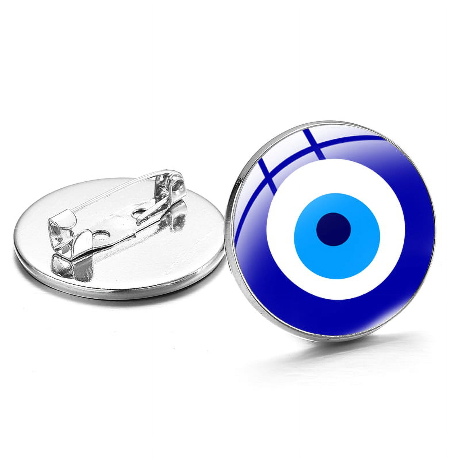 Evil Eye Blue Beaded Pin - Turkish Evil Eye w/Glass Dome Metal Brooch ...