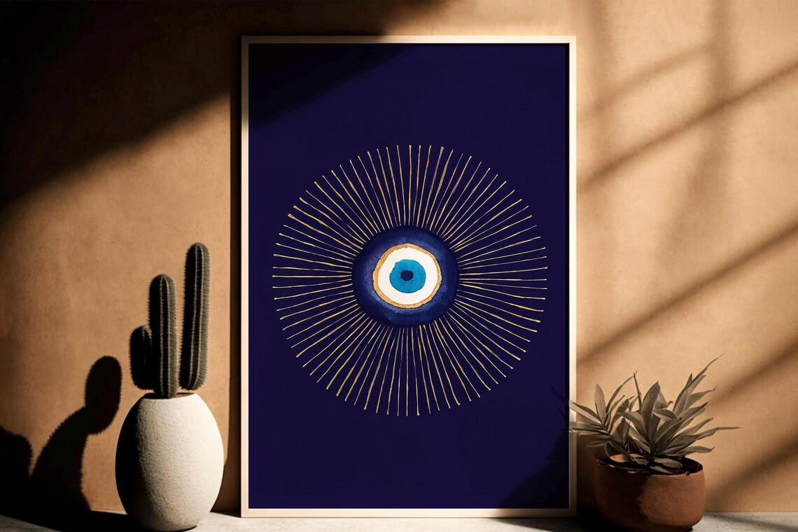 Evil Eye Bohemian Boho Wall Art, Unframed Paper Poster 24x36in ...