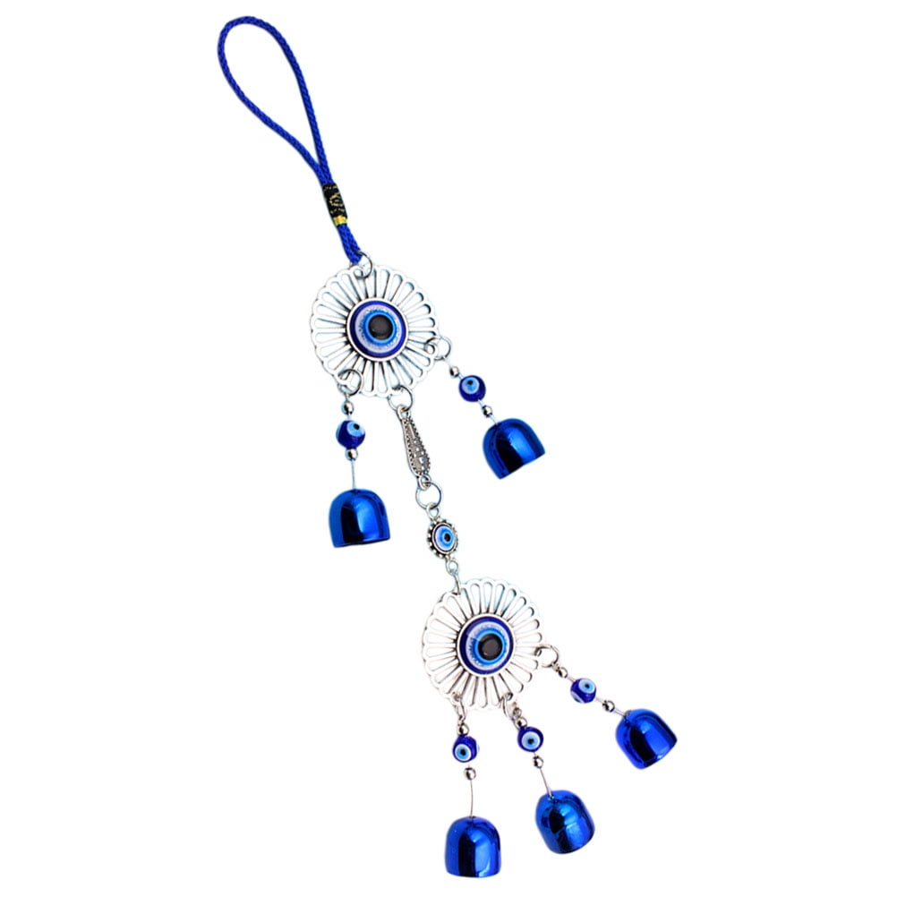 Evil Eye Charm Chimes Car Mirror Hanging Crystals Pendant Blue Wind ...
