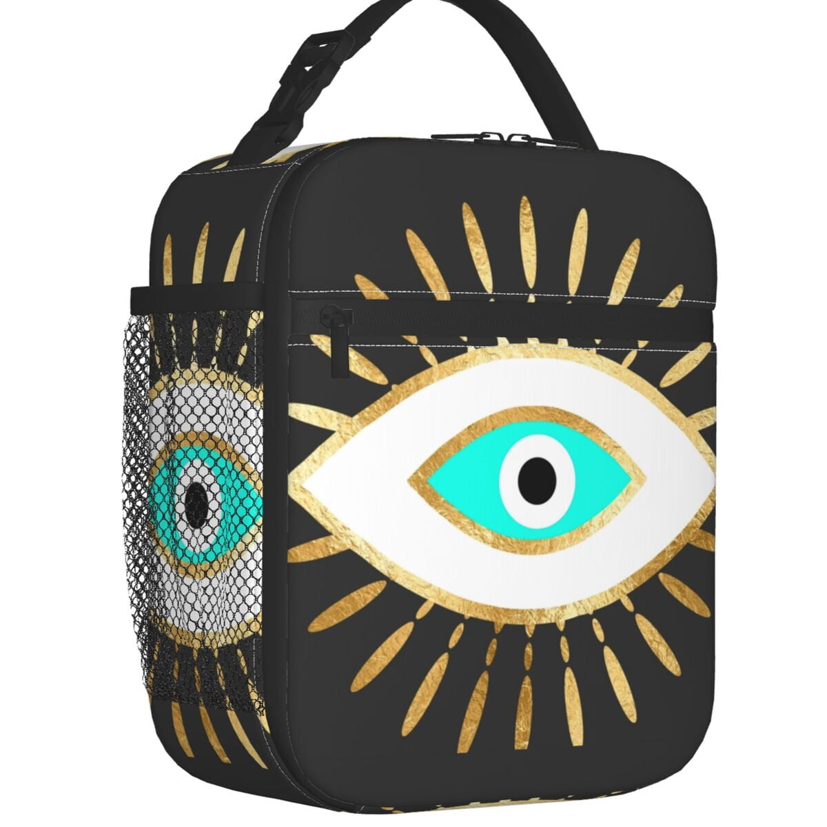 Evil Eye Charms On White Insulated Lunch Tote Bag for Women Moroccan ...