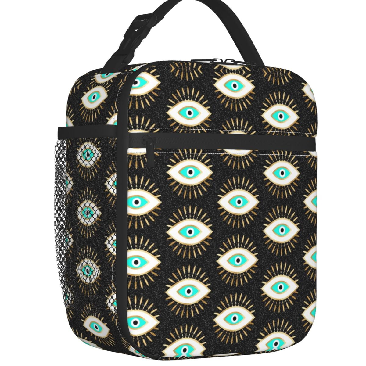 Evil Eye Charms On White Insulated Lunch Tote Bag for Women Moroccan ...