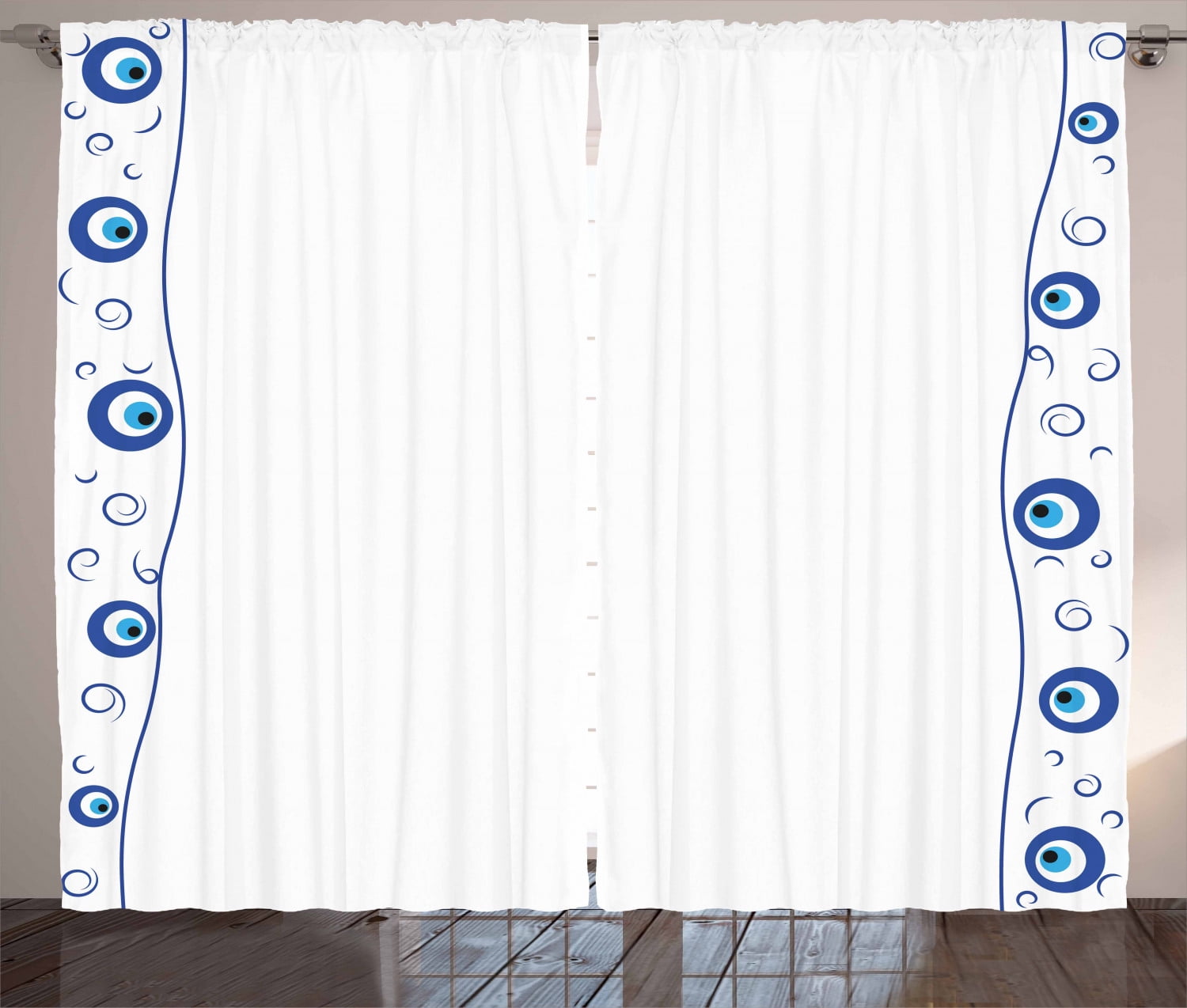 Ambesonne Evil Eye Curtains 2 Panel Set, Border Design Spirals, 108" x ...