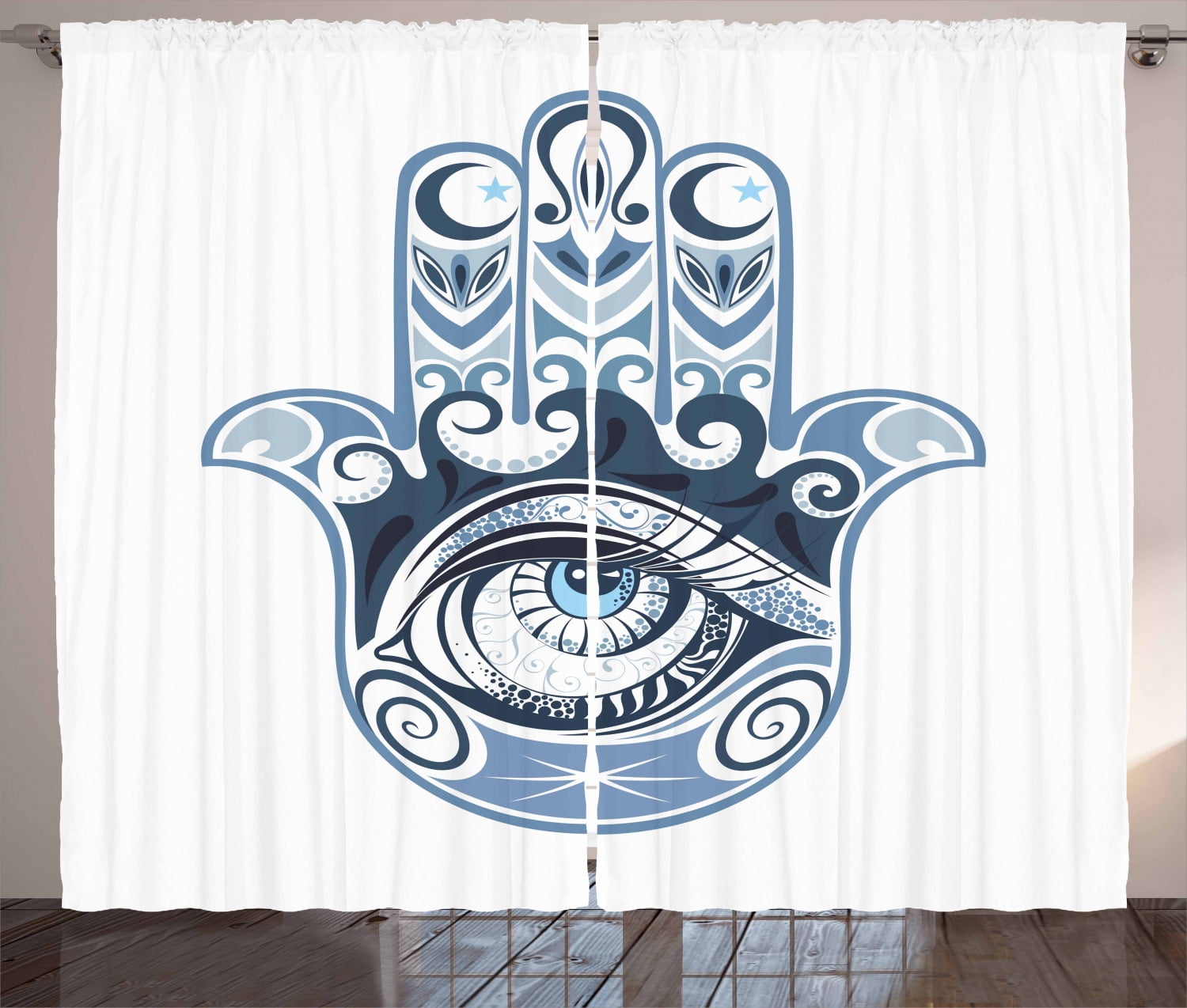 Ambesonne Evil Eye Curtains 2 Panel Set, Luck Piece, 108" x 96", Dark ...