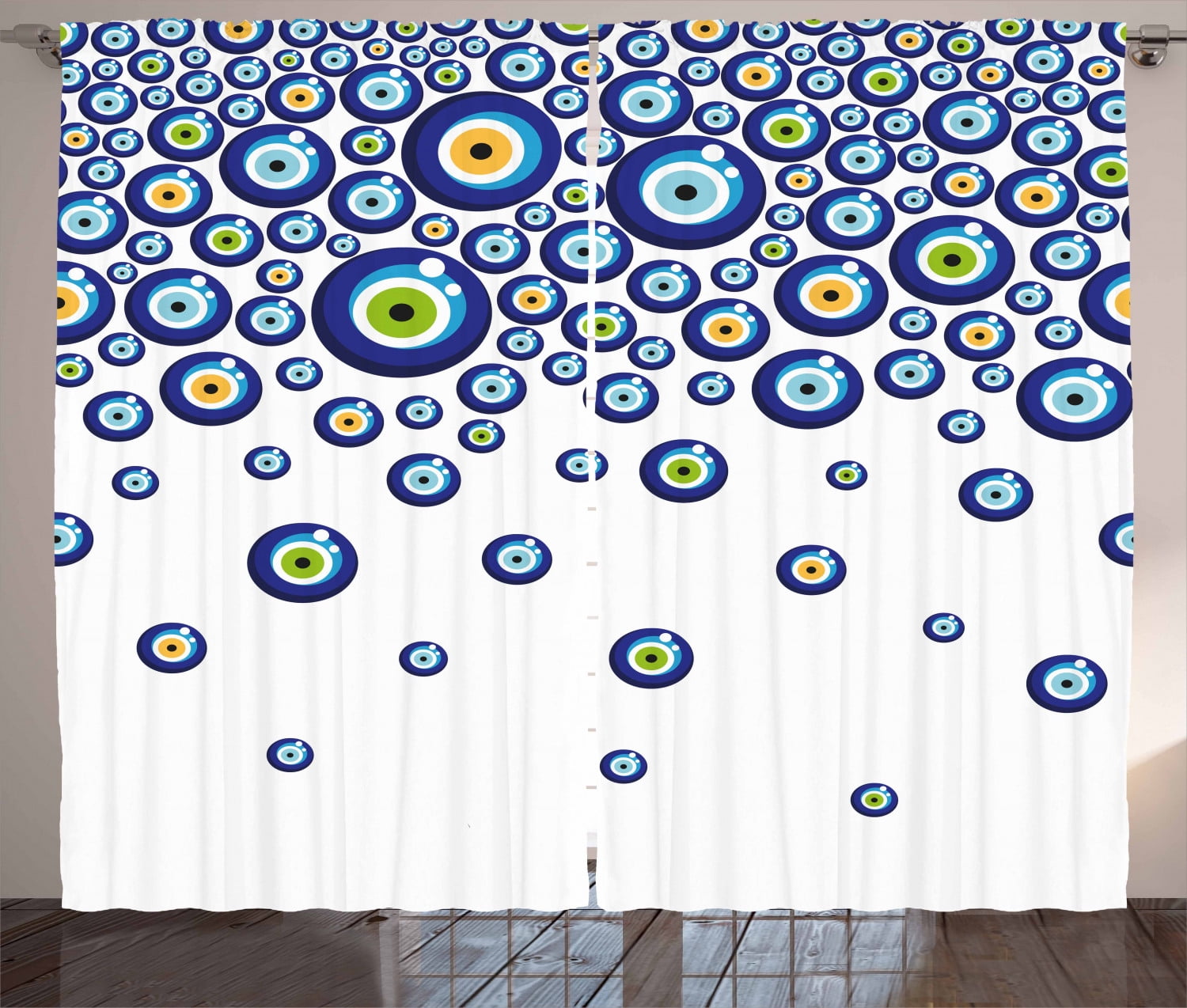 Ambesonne Evil Eye Curtains 2 Panel Set, Lively Turkish, 108" x 84 ...