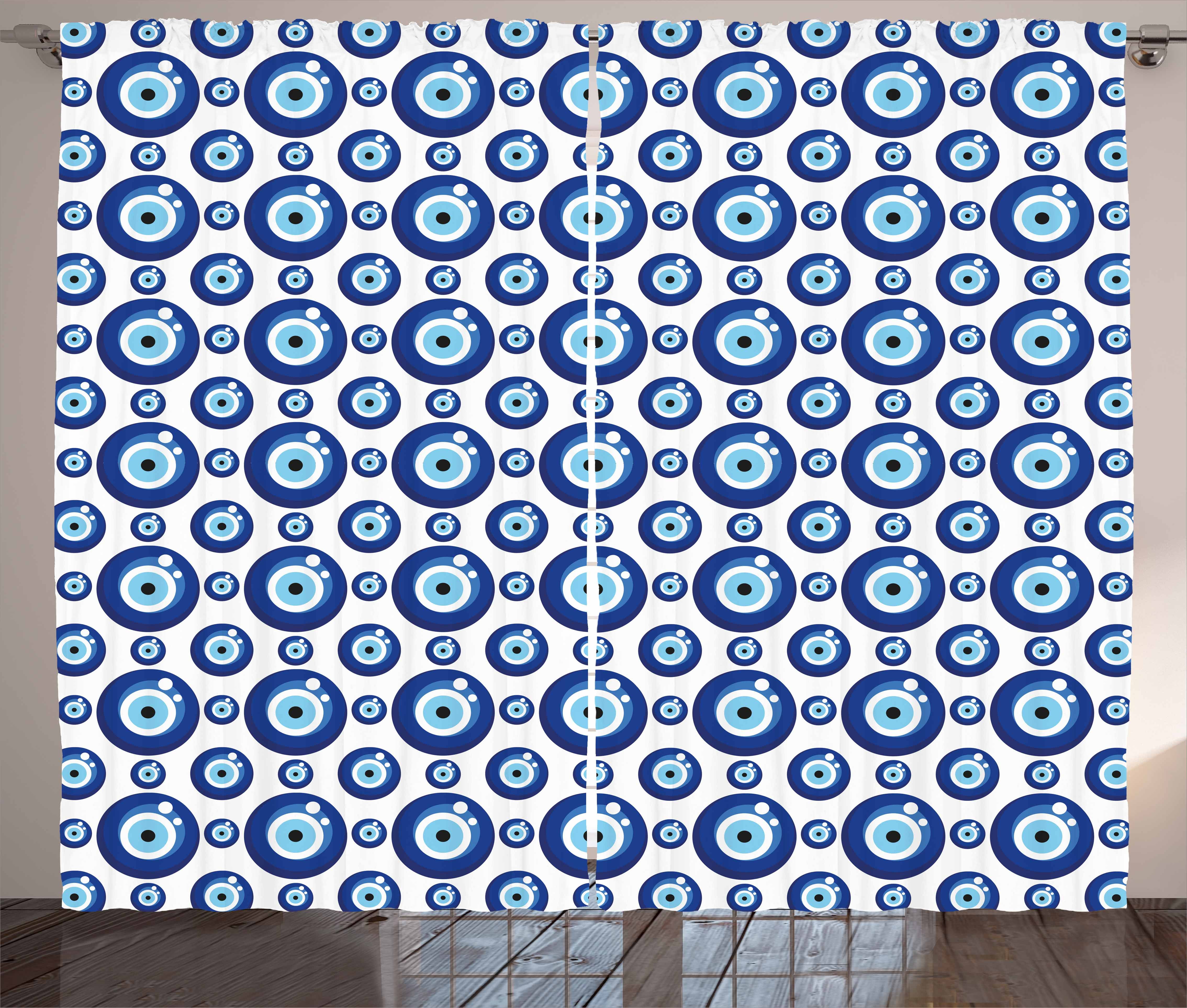 Ambesonne Evil Eye Curtains 2 Panel Set, Symmetrical, 108" x 63", Blue ...