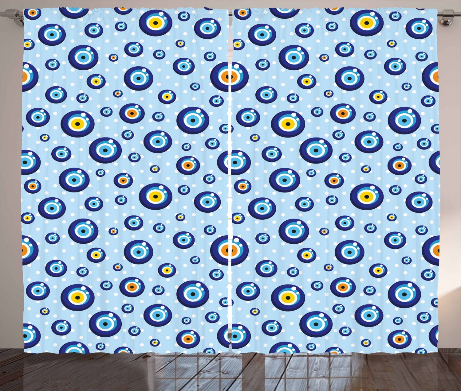 Ambesonne Evil Eye Curtains 2 Panel Set, Protection Signs, 108" x 84 ...