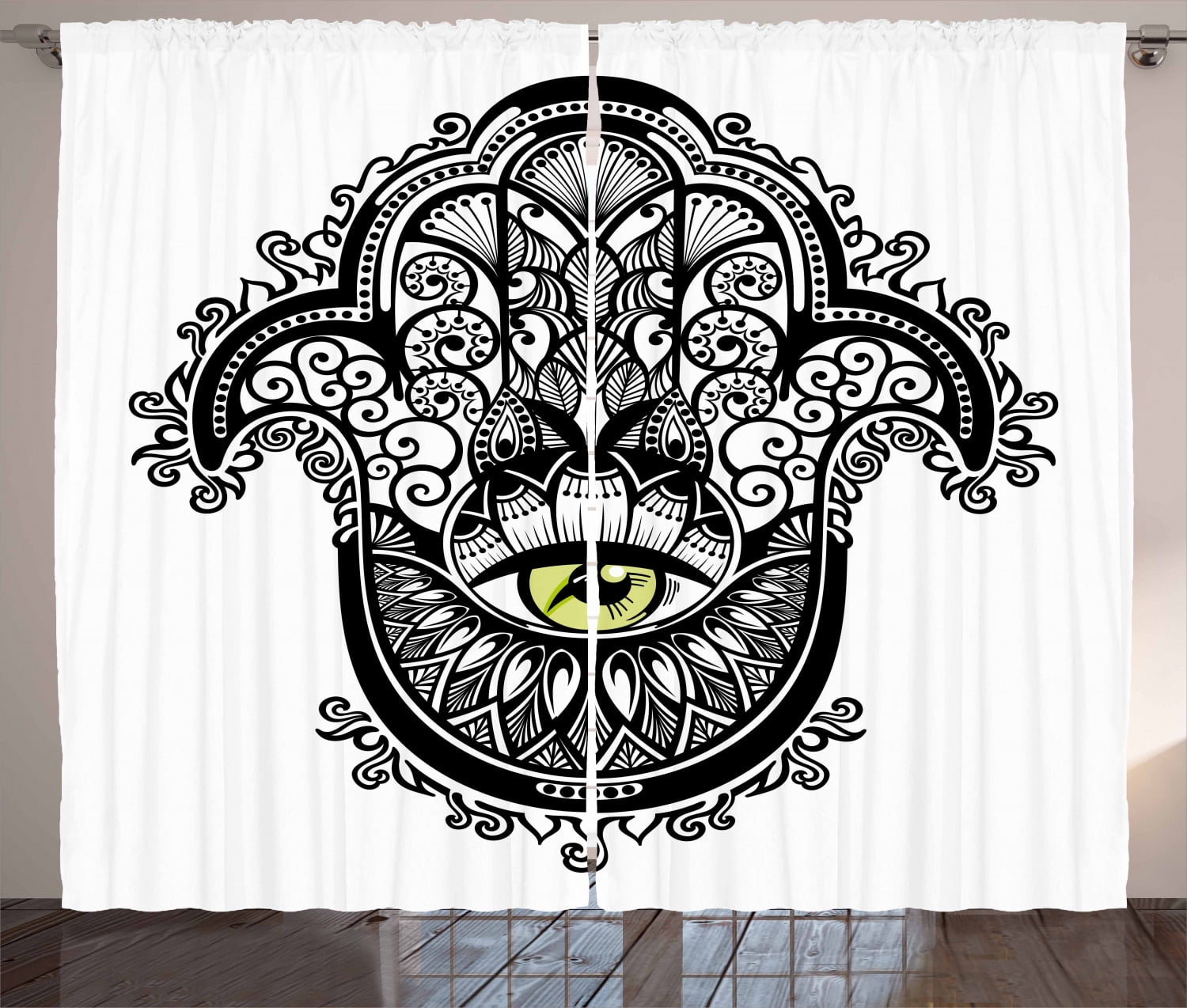 Ambesonne Evil Eye Curtains 2 Panel Set, Vivid Swirled Floral, 108" x ...