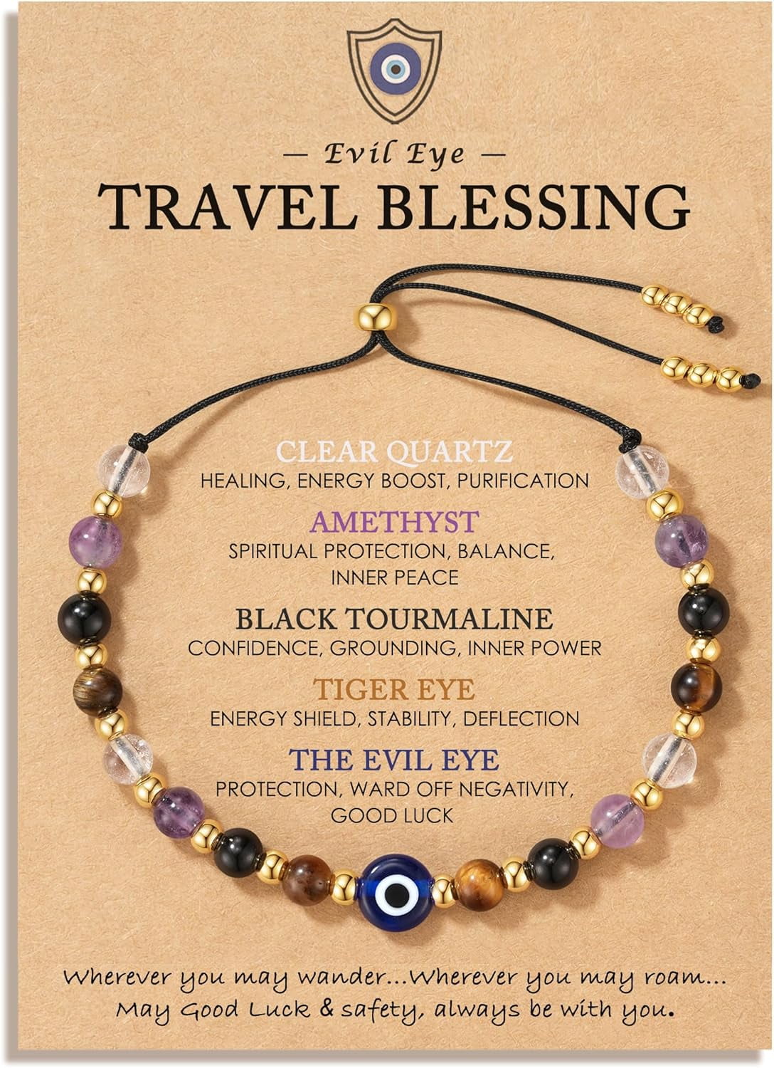 Evil Eye Dainty Bracelet - Natural Crystal Protection Bracelet - 5 ...