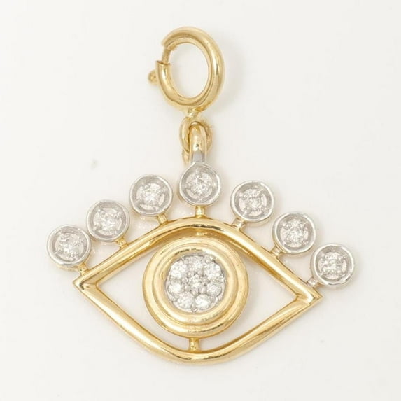 Evil Eye Diamond Charm, 14k Solid Gold, Natural Diamonds, Illusion Set ...