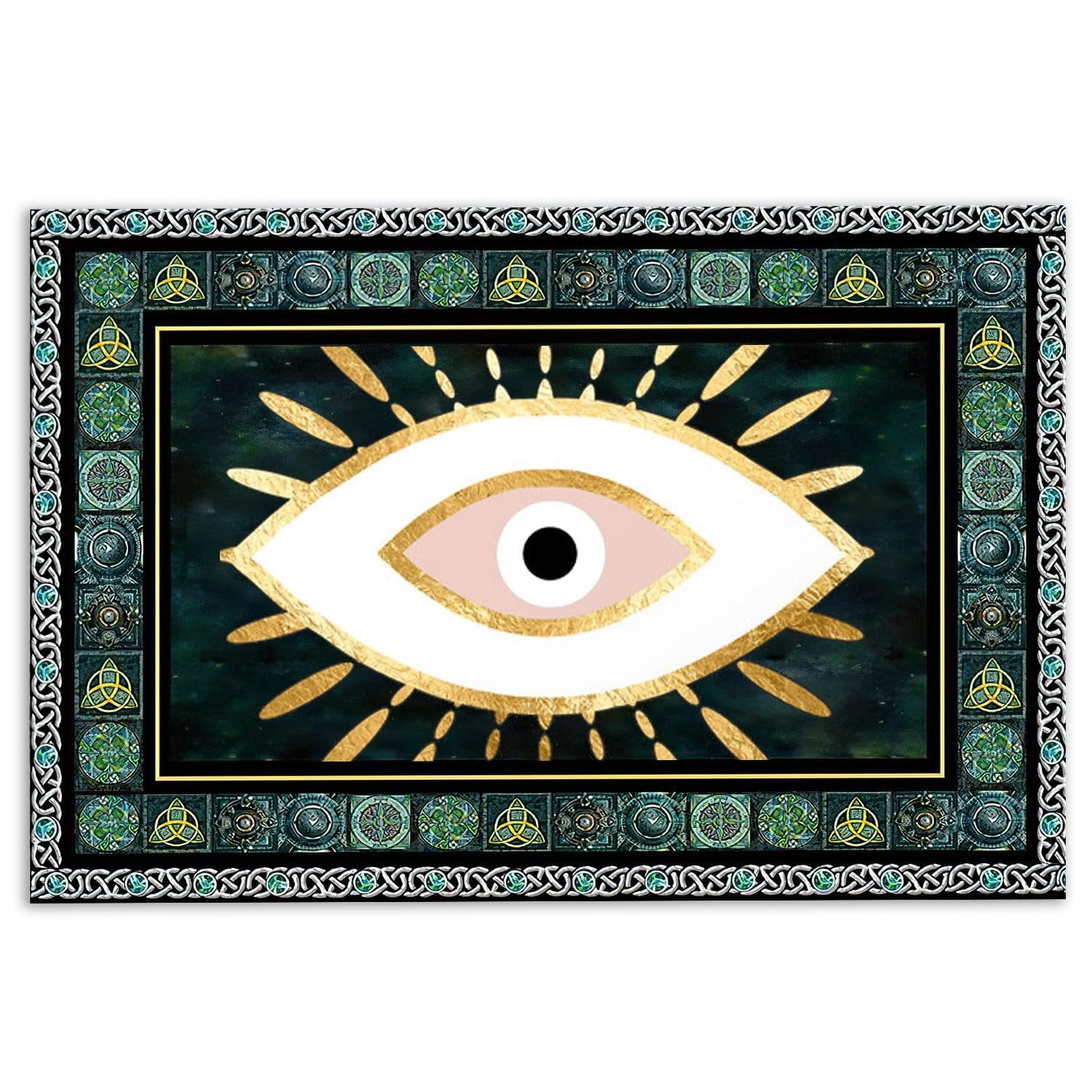 Evil Eye Door Mat Greek Mati Mataki Evil Turkish Eye Green Spirit Wicca ...