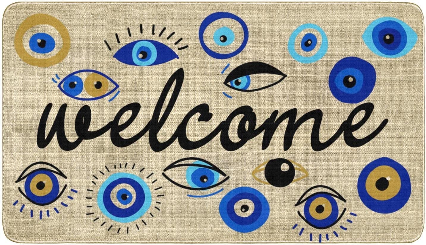 Evil Eye Doormat Psychedelic Evil Eye Welcome Mat Low-Profile Non-Slip ...