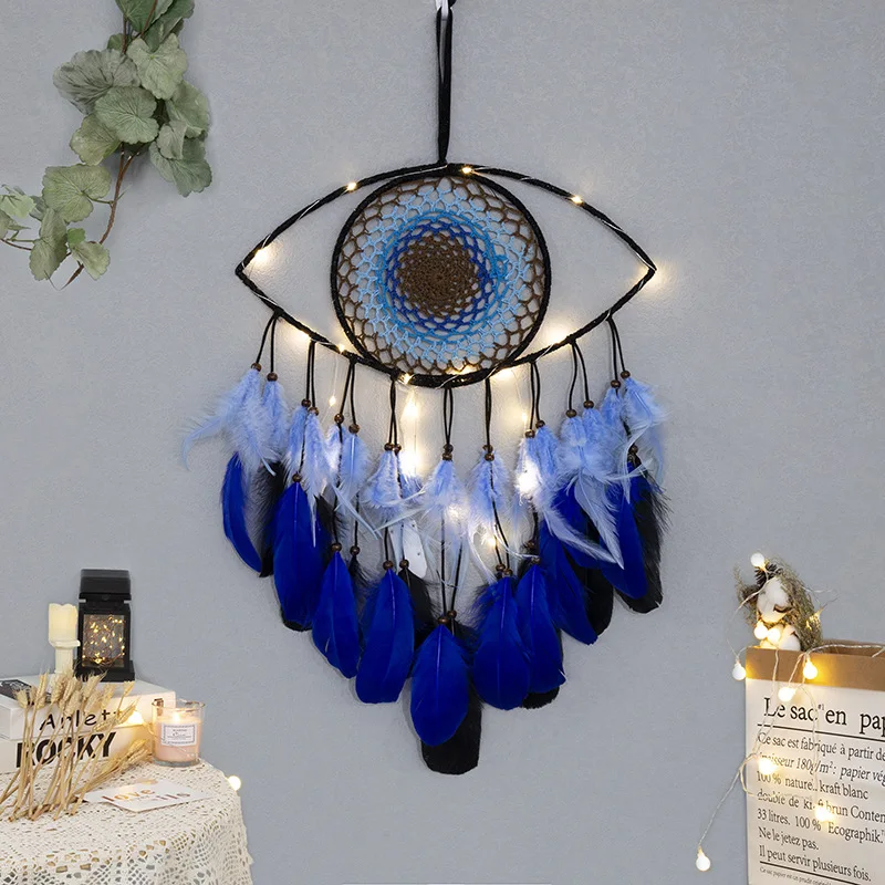 Evil Eye Dream Catcher For Bedroom With Lights Wall Hanging Dream ...